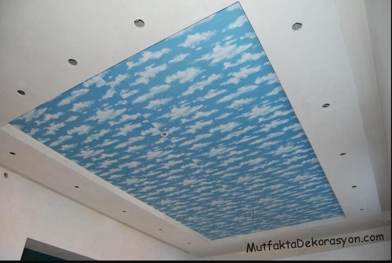 Gökyüzü Desenli Tavan Modelleri ve Salon Dekorasyonu Fikirleri