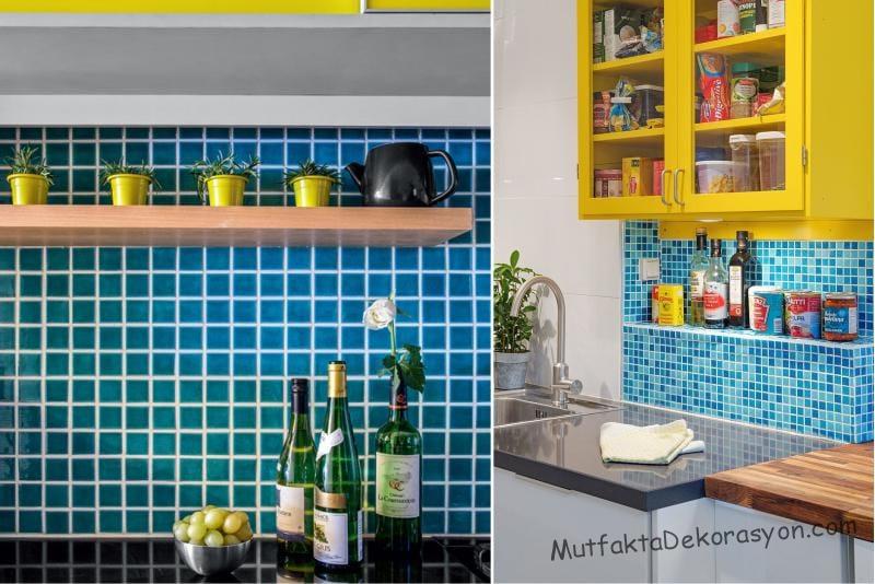 Mavi Mutfak Dolapları ve Mavi Rengi Mutfak dekorasyonu