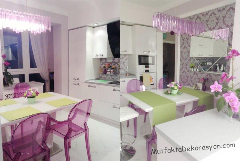 Pudra Rengi Mutfak Dolabı Modelleri ve Pudra rengi mutfak dekorasyonu